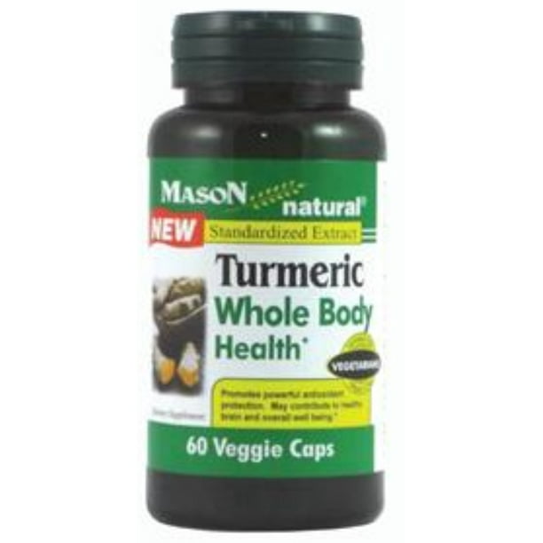 Mason Natural Turmeric Whole Body Health Veggie Caps 60 ea (Pack of 2 ...