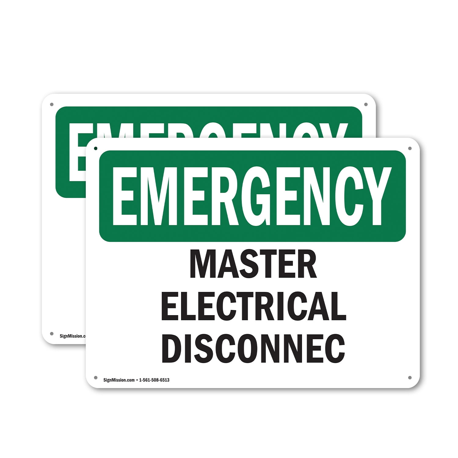 (2 Pack) Master Electrical Disconnect OSHA Emergency Sign 10 Inch X 7 ...