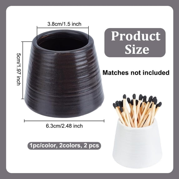 2 Pack Match Holder Ceramic White Black Match Box House Matchstick ...
