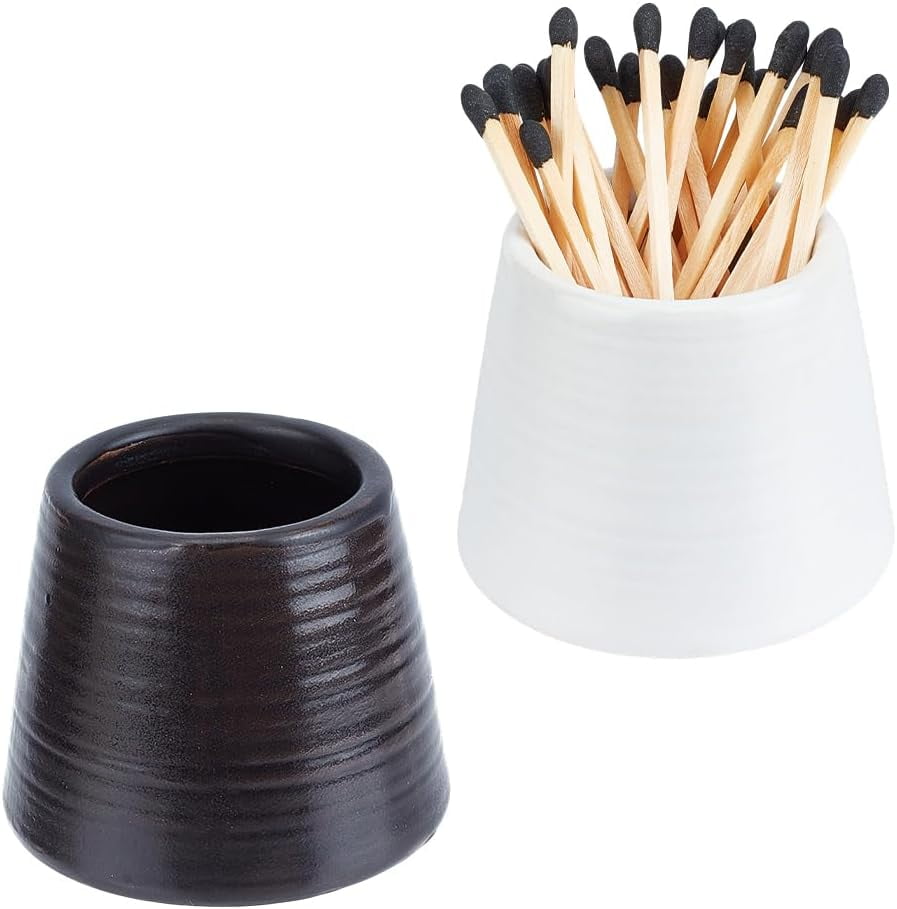 2 Pack Match Holder Ceramic White Black Match Box House Matchstick ...
