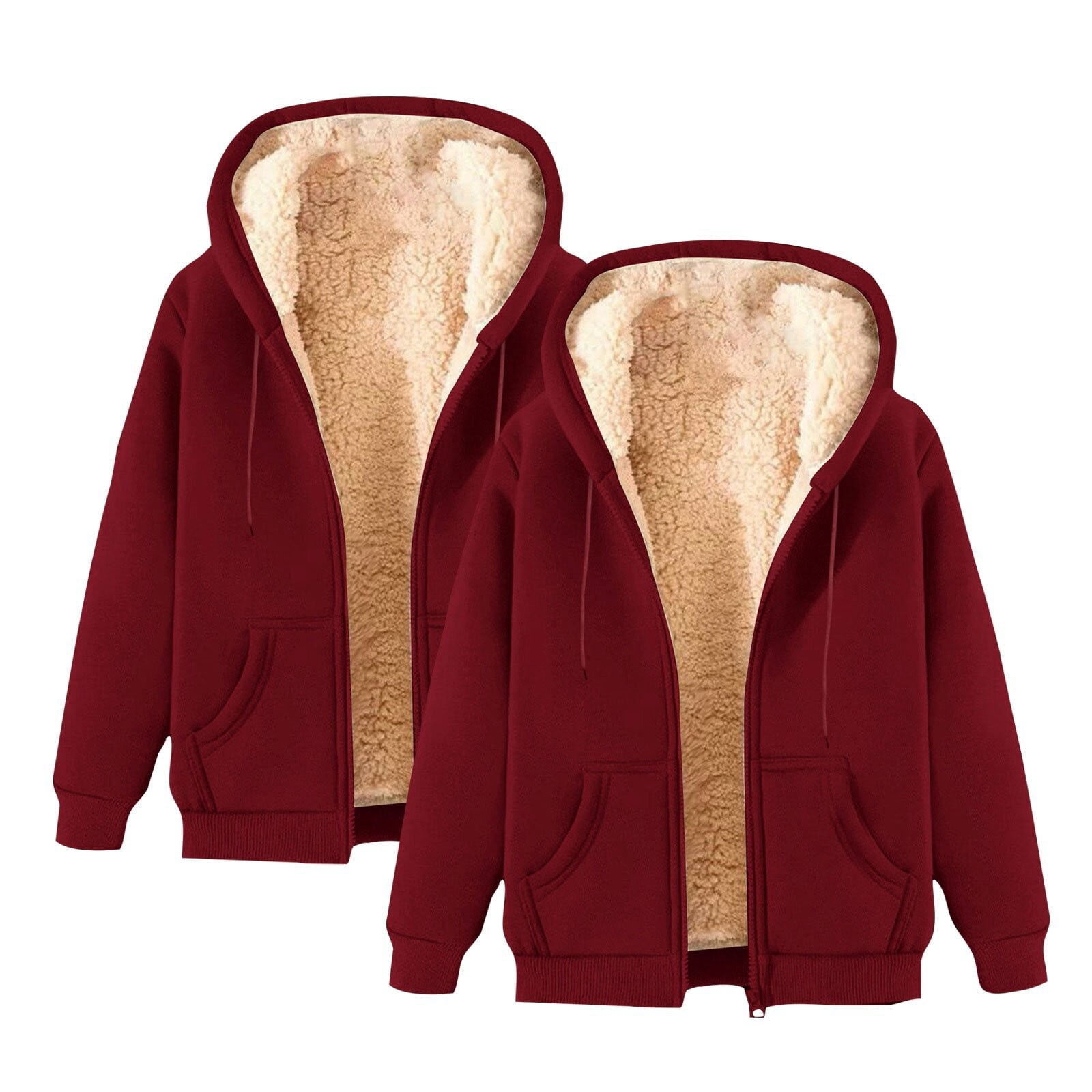 2 Pack Matching Couple Fleece Hoodies, Winter Thickened Warm Hooded ...