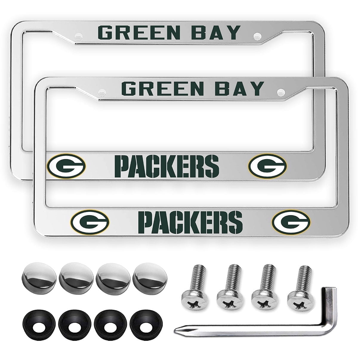 2 Pack Matte Black Aluminum License Plate Frames for Packers,2 Holes ...