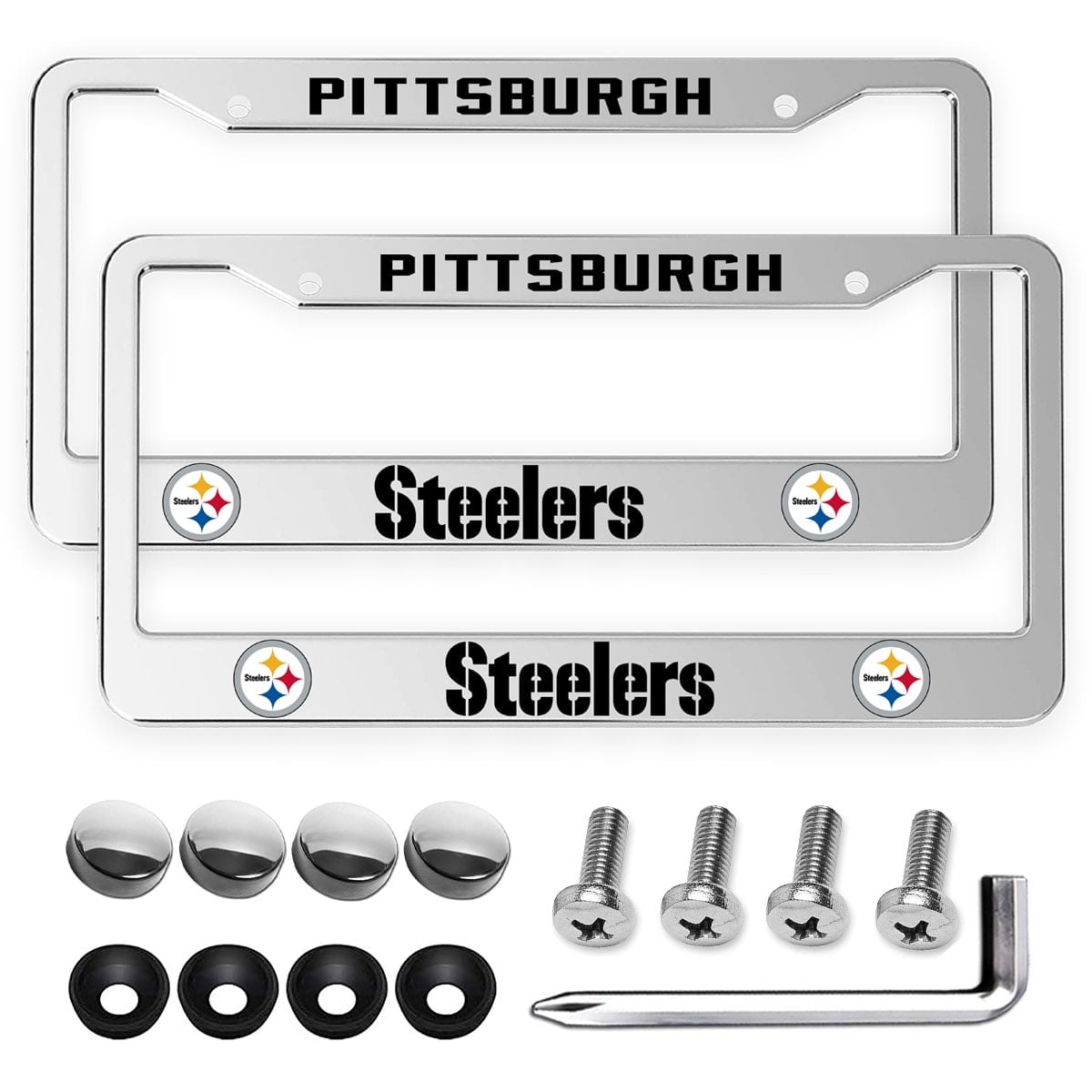 2 Pack Matte Black Aluminum License Plate Frames for Steelers,2 Holes ...