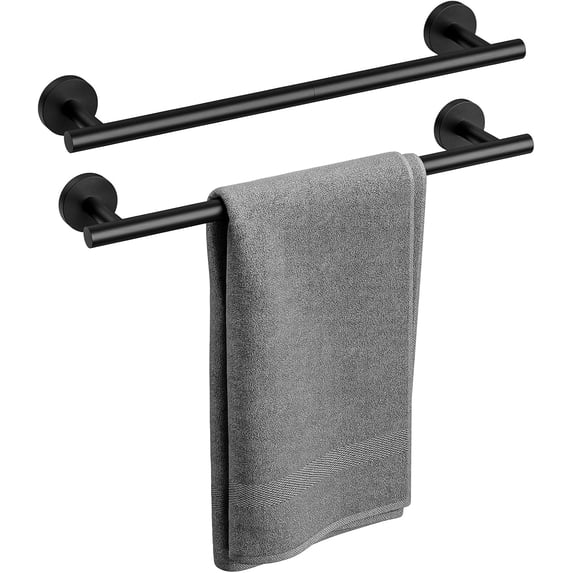 2 Pack Matte Black Bathroom Towel Bar, 18 Inch Wall Mounted Towel Rack ...