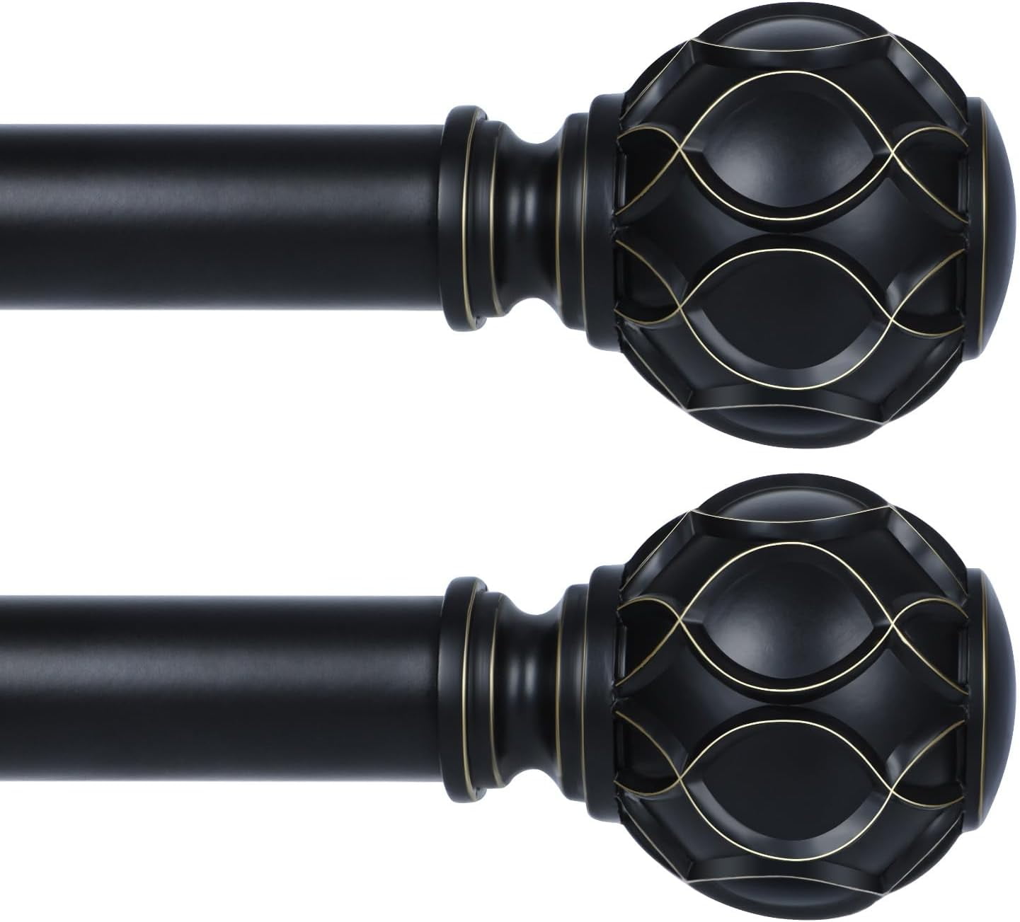 2 Pack Matte Black Curtain Rods for Windows 48 To 84 Inch (4-7ft), 1 ...