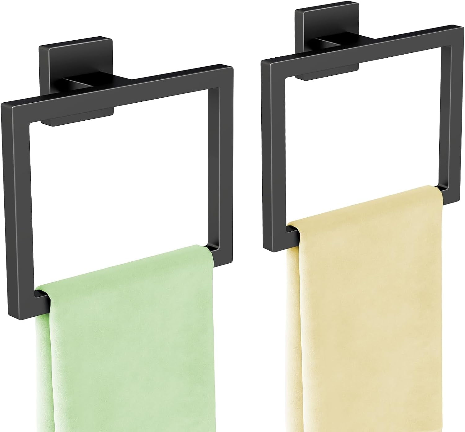 2 Pack Matte Black Hand Towel Ring, Stainless Steel Towel Holder for ...