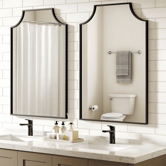 2-Pack Matte Black Mirrors for Bathroom Sink, 24"x36" Bathroom Vanity ...