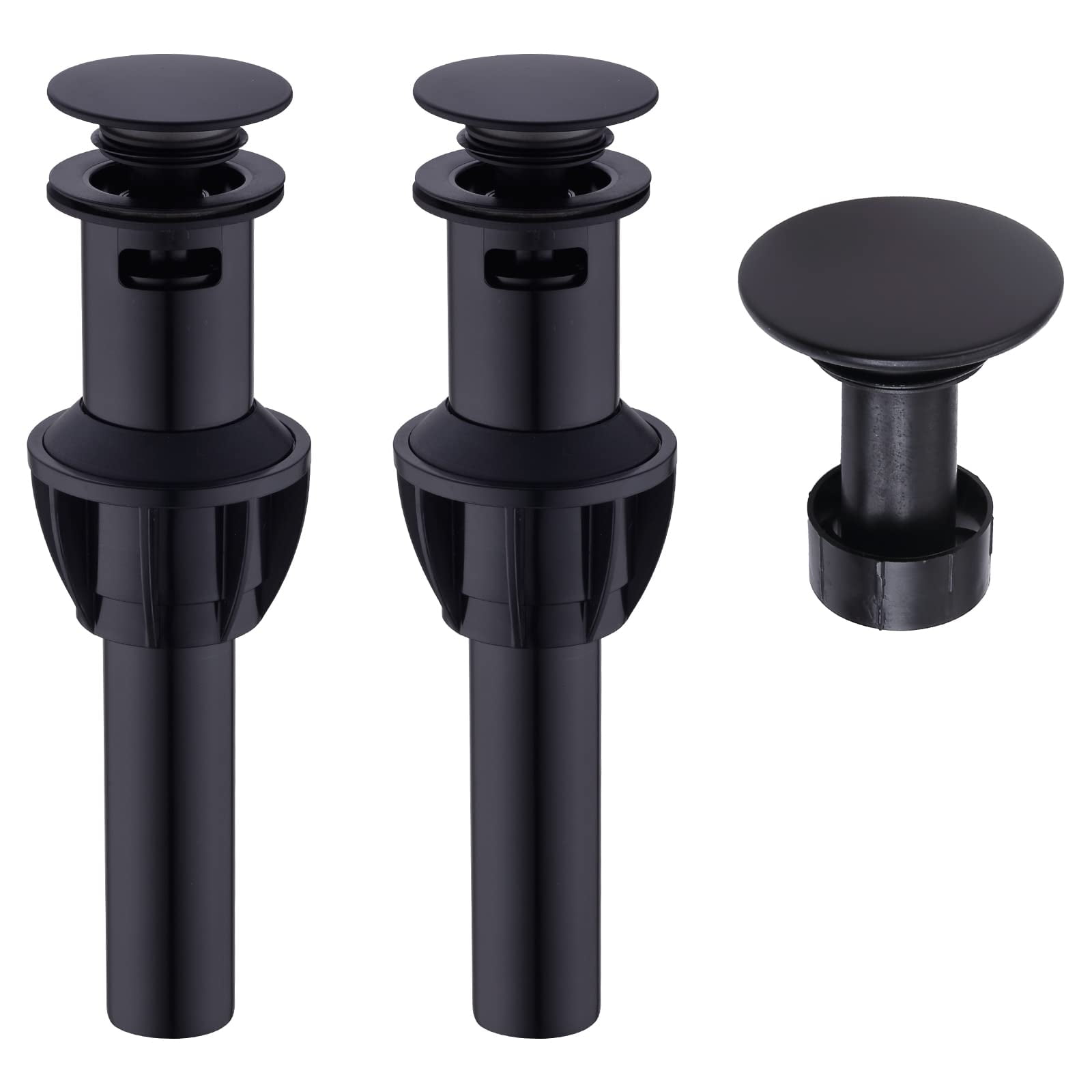 2 Pack Matte Black Pop up Drain Stopper with Overflow, Push Button Sink ...