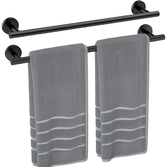 2 Pack Matte Black Towel Bar 24 Inch, Thickened SUS304 Stainless Steel ...