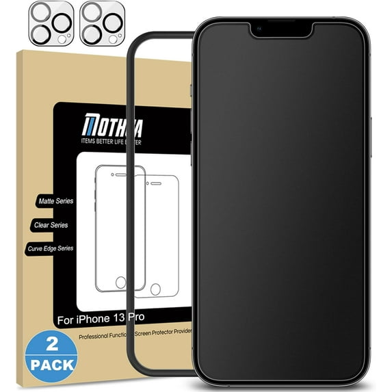 2 Pack Matte Glass Screen Protector for iPhone 13 Pro [6.1 inch]+2 Pack ...