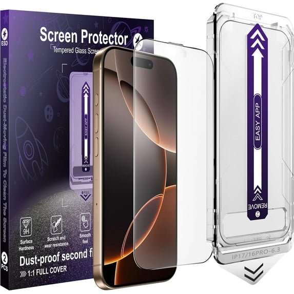 2 Pack Matte Glass Screen Protector for iPhone 16 Pro / 17,Matte Anti ...