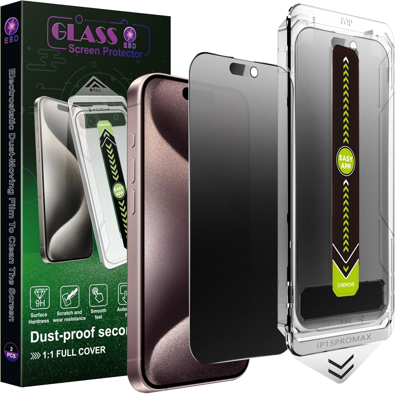 2-Pack Matte Privacy Anti-Spy Screen Protector for iPhone 16 Pro Max (6 ...