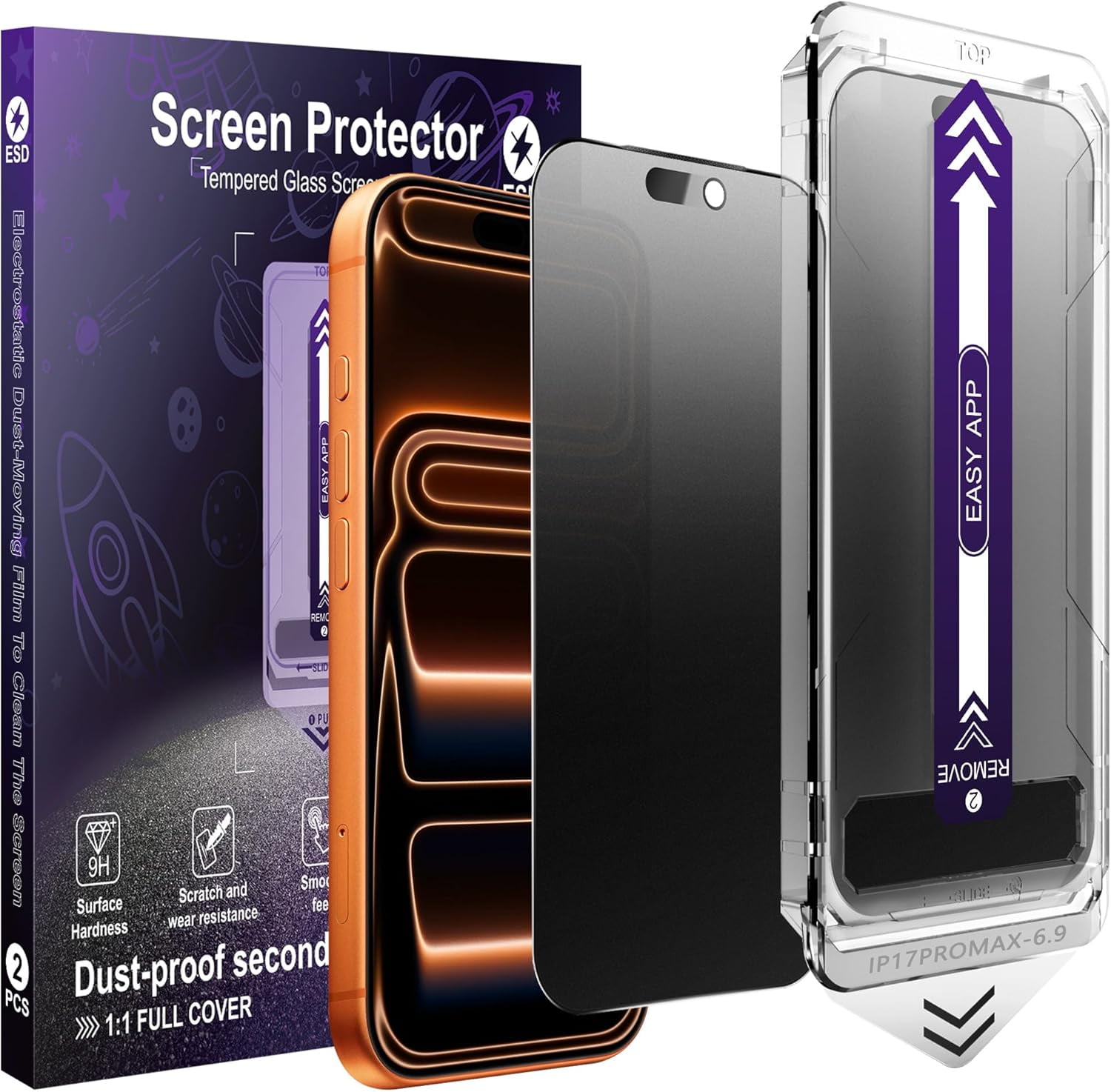 2-Pack Matte Privacy Screen Protector for iPhone 17 Pro Max,Anti-Glare ...