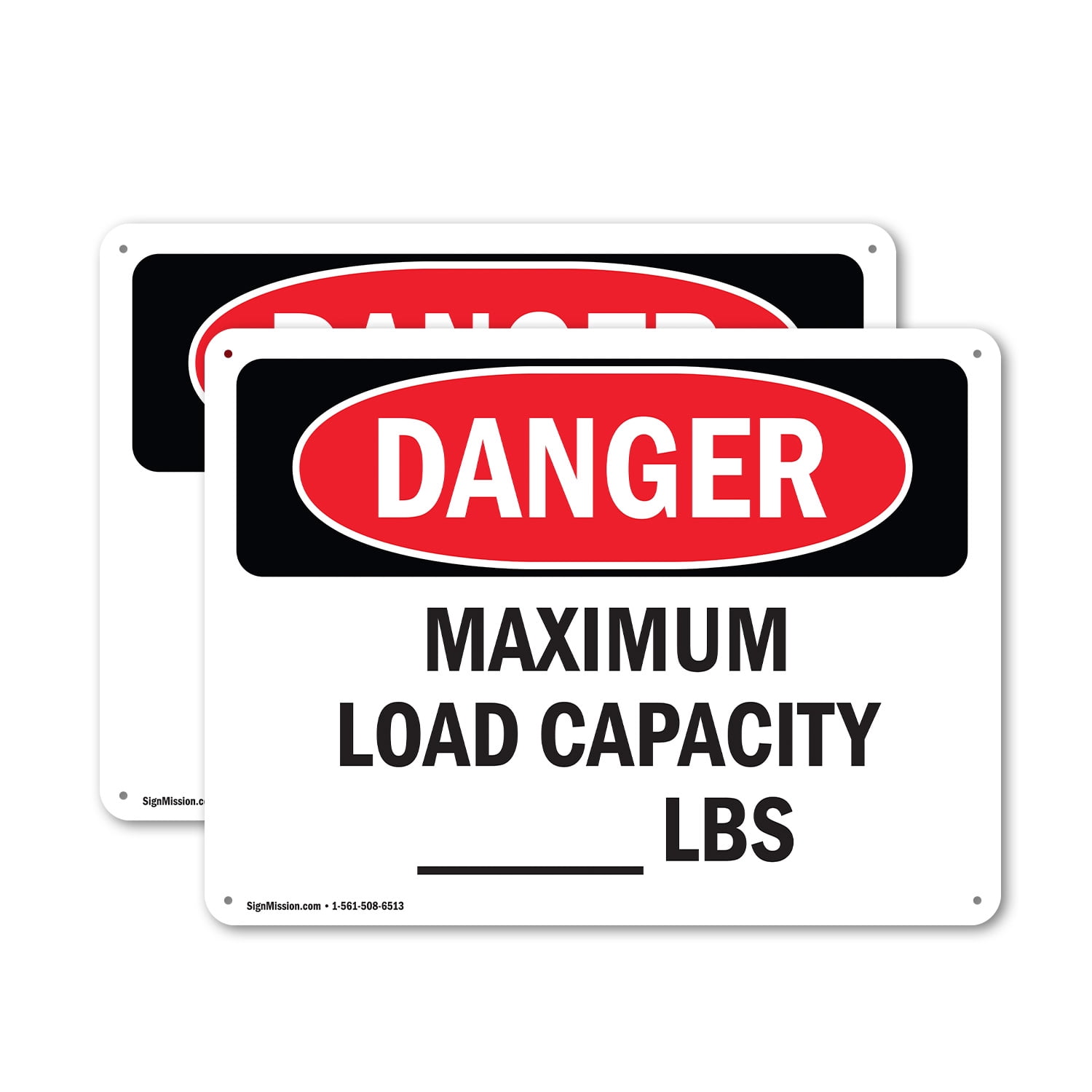 (2 Pack) Maximum Load Capacity lbs OSHA Danger Sign 18 Inch X 12 Inch ...
