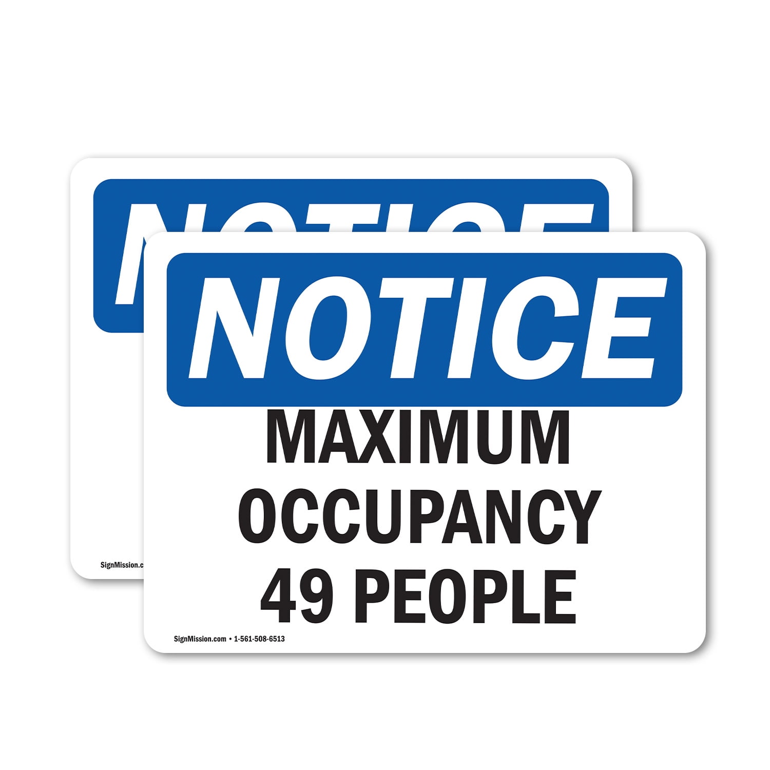 (2 Pack) Maximum Occupancy 49 People OSHA Notice Sign 24 Inch X 18 Inch ...