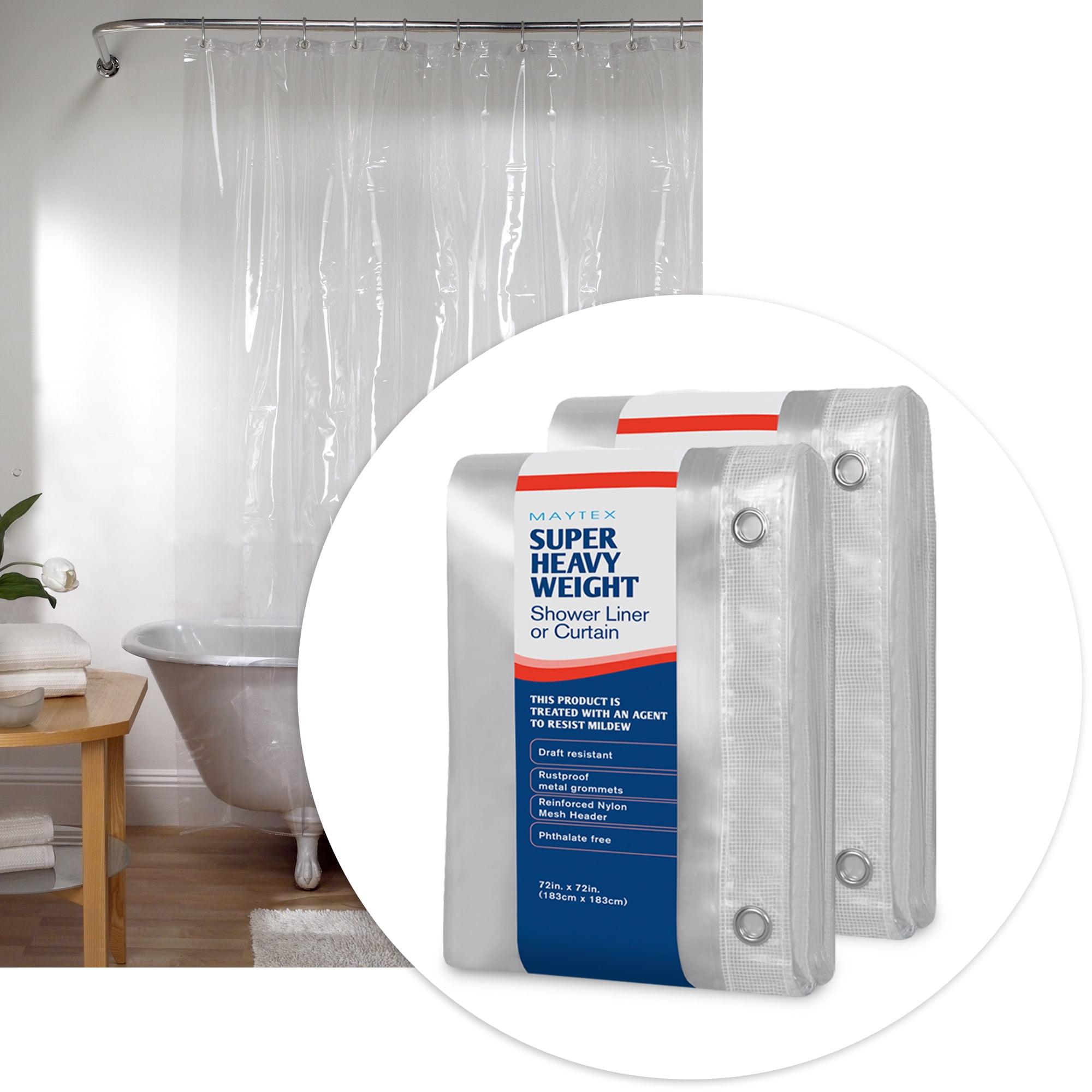 2-Pack Maytex Super Heavyweight Premium 10-Gauge Shower Curtain or ...