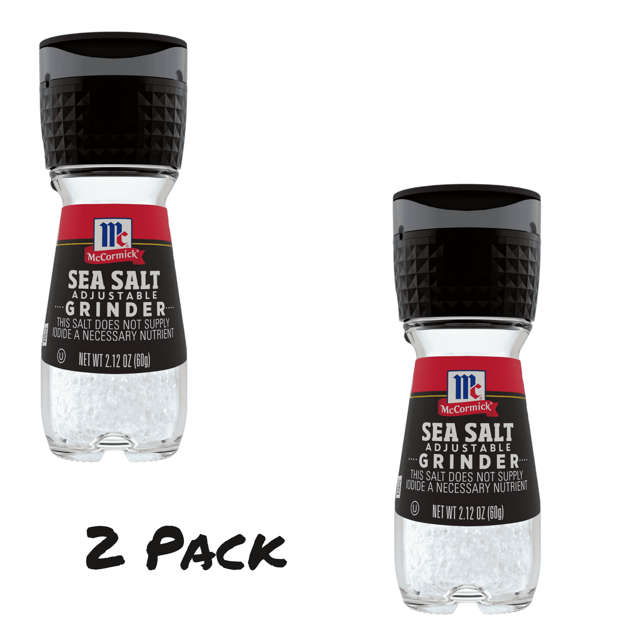 McCormick All Natural Sea Salt Grinder, 2-Pack, 2.12 oz Bottles ...