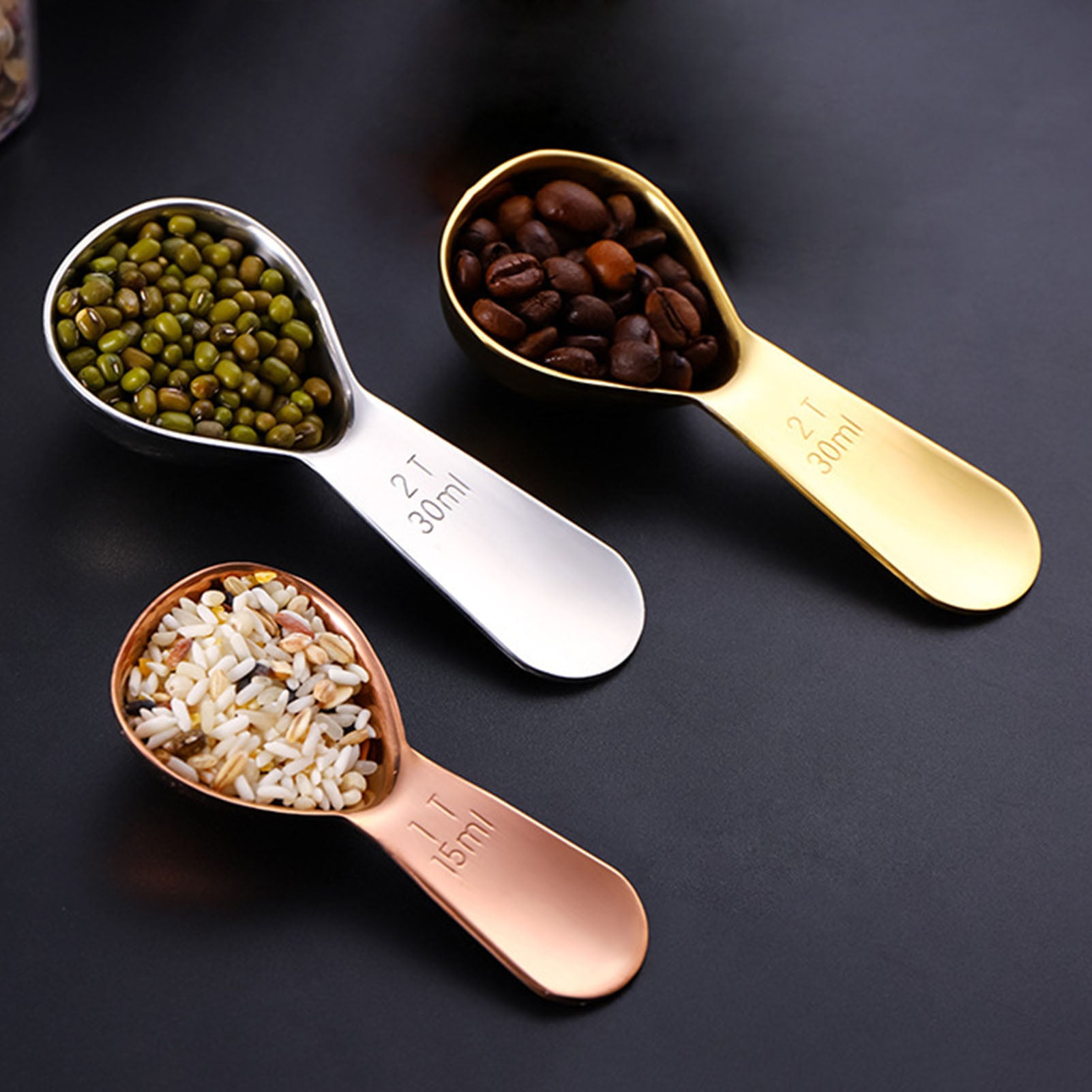 2 Pack Measuring Coffee Scoops, 2&1 Tablespoon Short Handle Tablespoon ...
