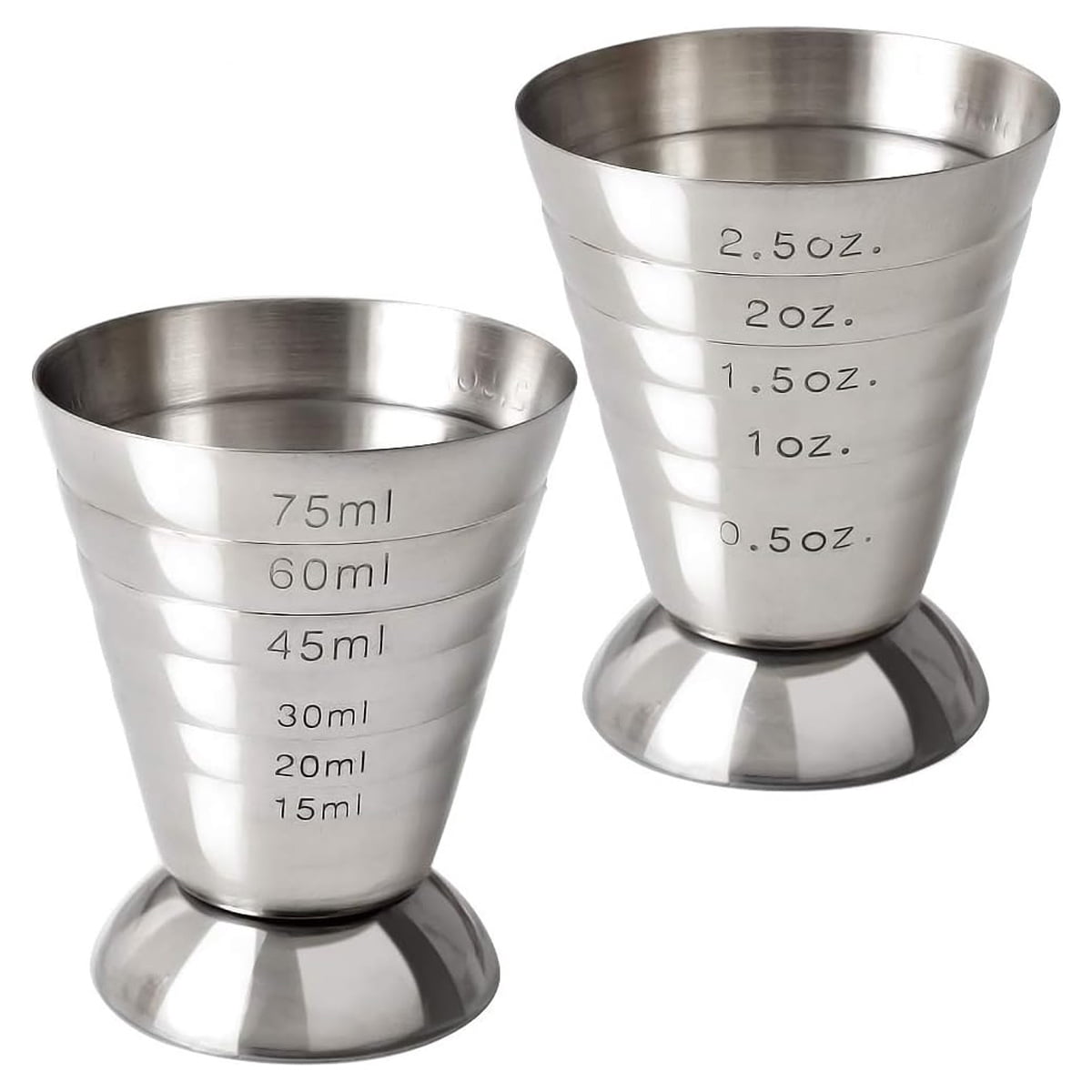 2 Pack Measuring Cup Cocktail Jigger Stainless Steel Jigger for Liquid ...