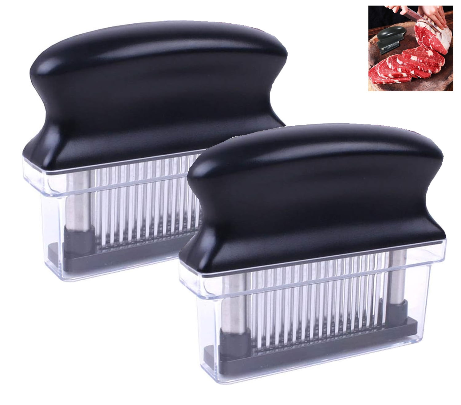 2 Pack Meat Tenderizer Tool, Kitchen Meat Tenderizer with 48 Stainless ...