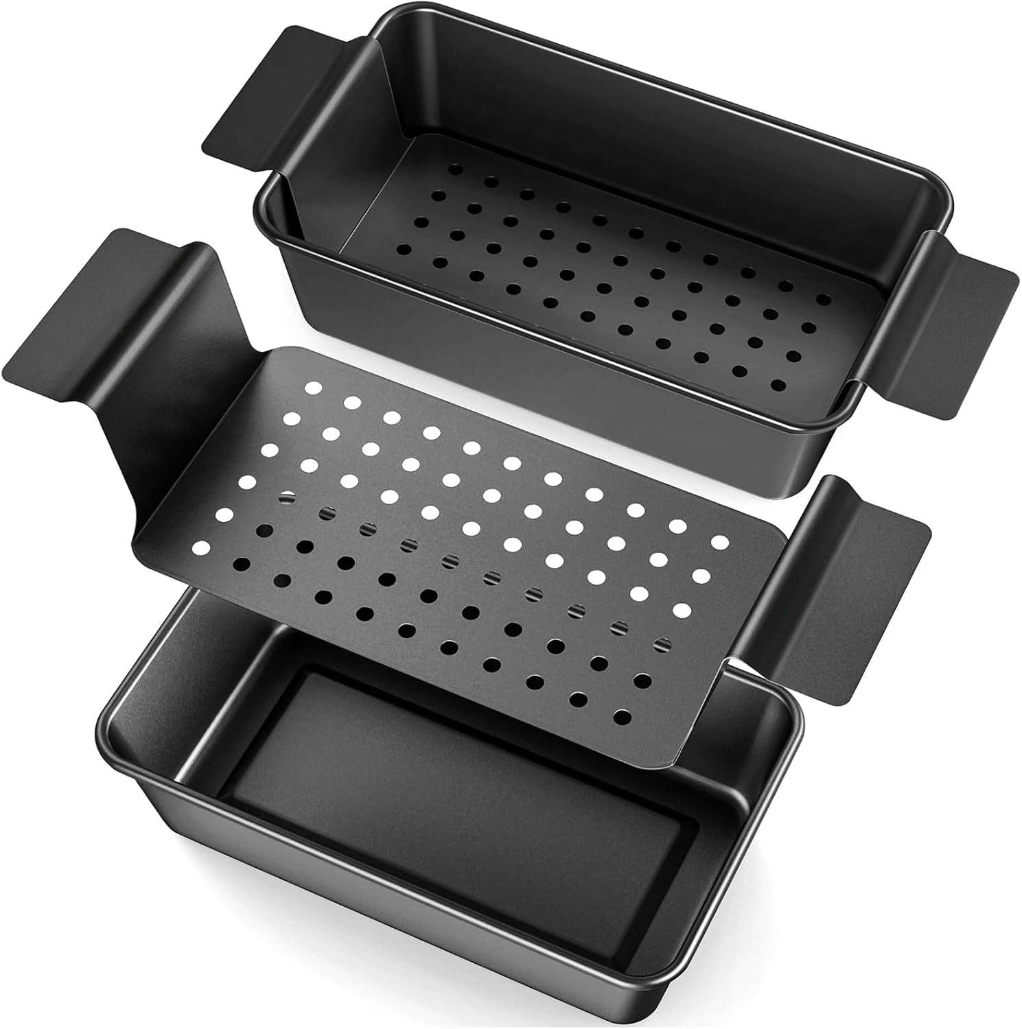 2 Pack Meatloaf Pan with Drain Tray, Non Stick Meat Loaf Pan with Drip ...