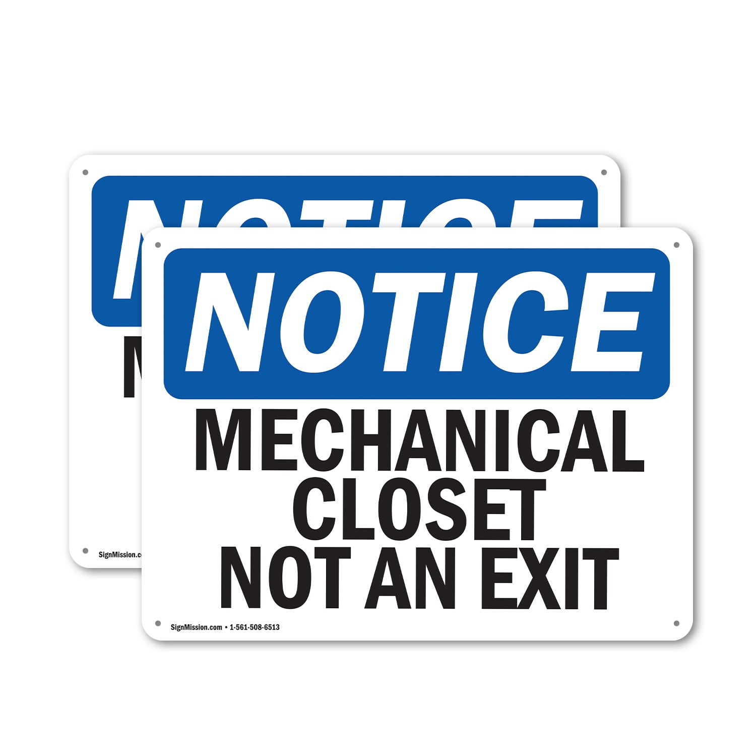 (2 Pack) Mechanical Closet Not An Exit OSHA Notice Sign 18 Inch X 12 ...