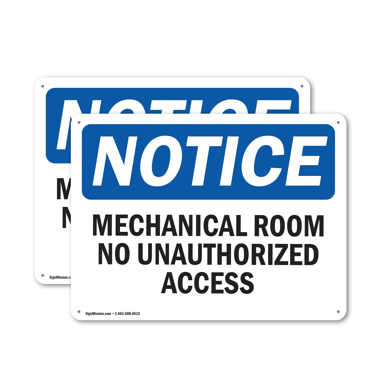 (2 Pack) Mechanical Room No Unauthorized Access OSHA Notice Sign 14 ...