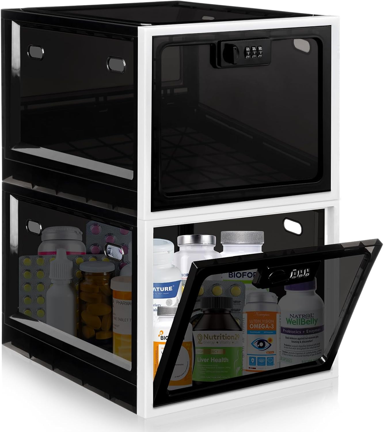 2 Pack Medicine Lock Box, Large Capacity Premium Material Lockable ...