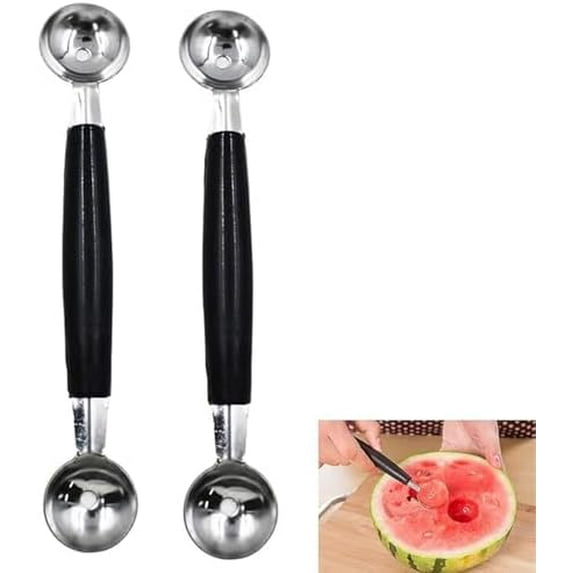 2 Pack Melon Baller Scoop,Stainless Steel Double Ended Headed Fruit Ice Cream Ball Spoon,DIY ...