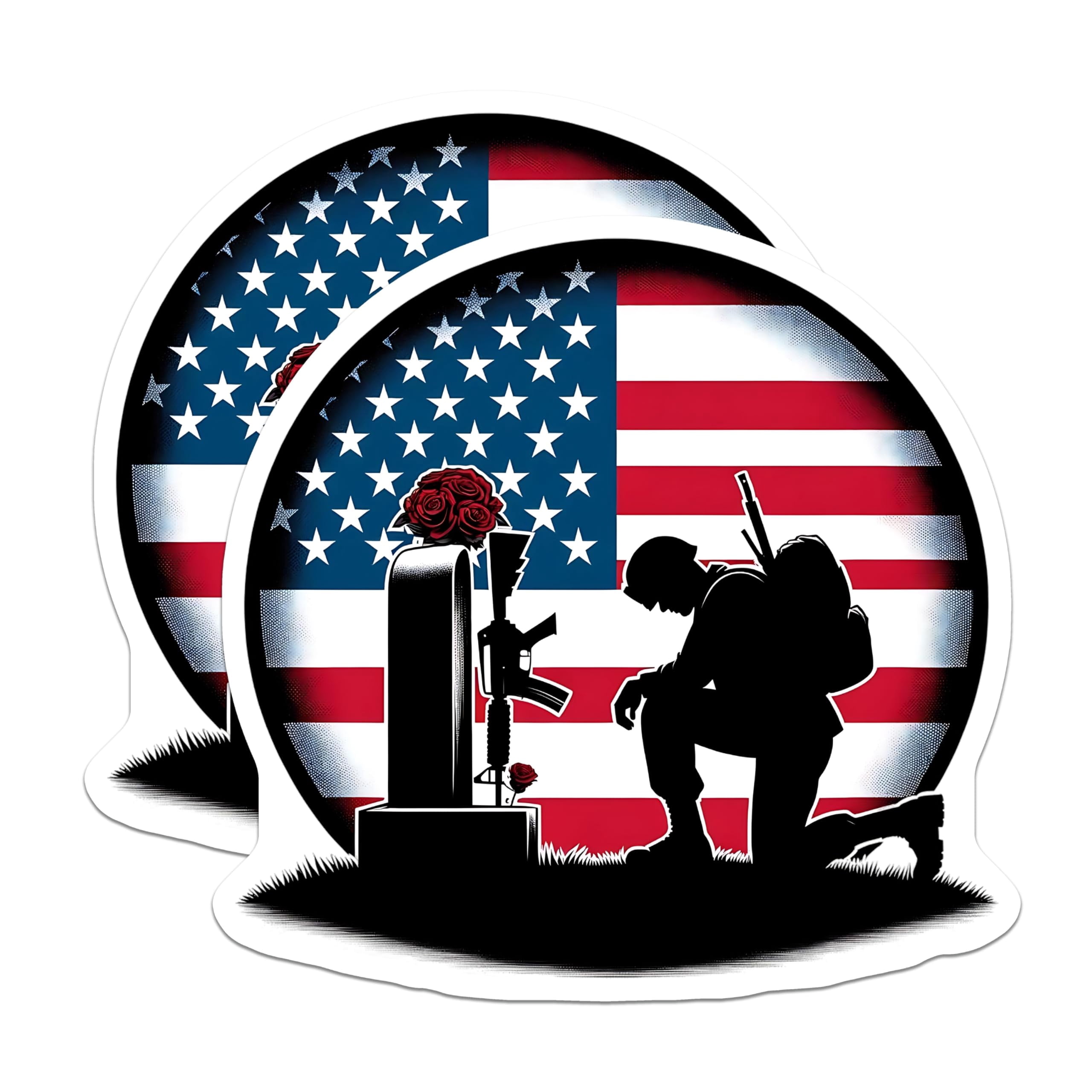 (2 Pack) Memorial Day Stickers - Fallen Soldier - US Flag Patriotic ...