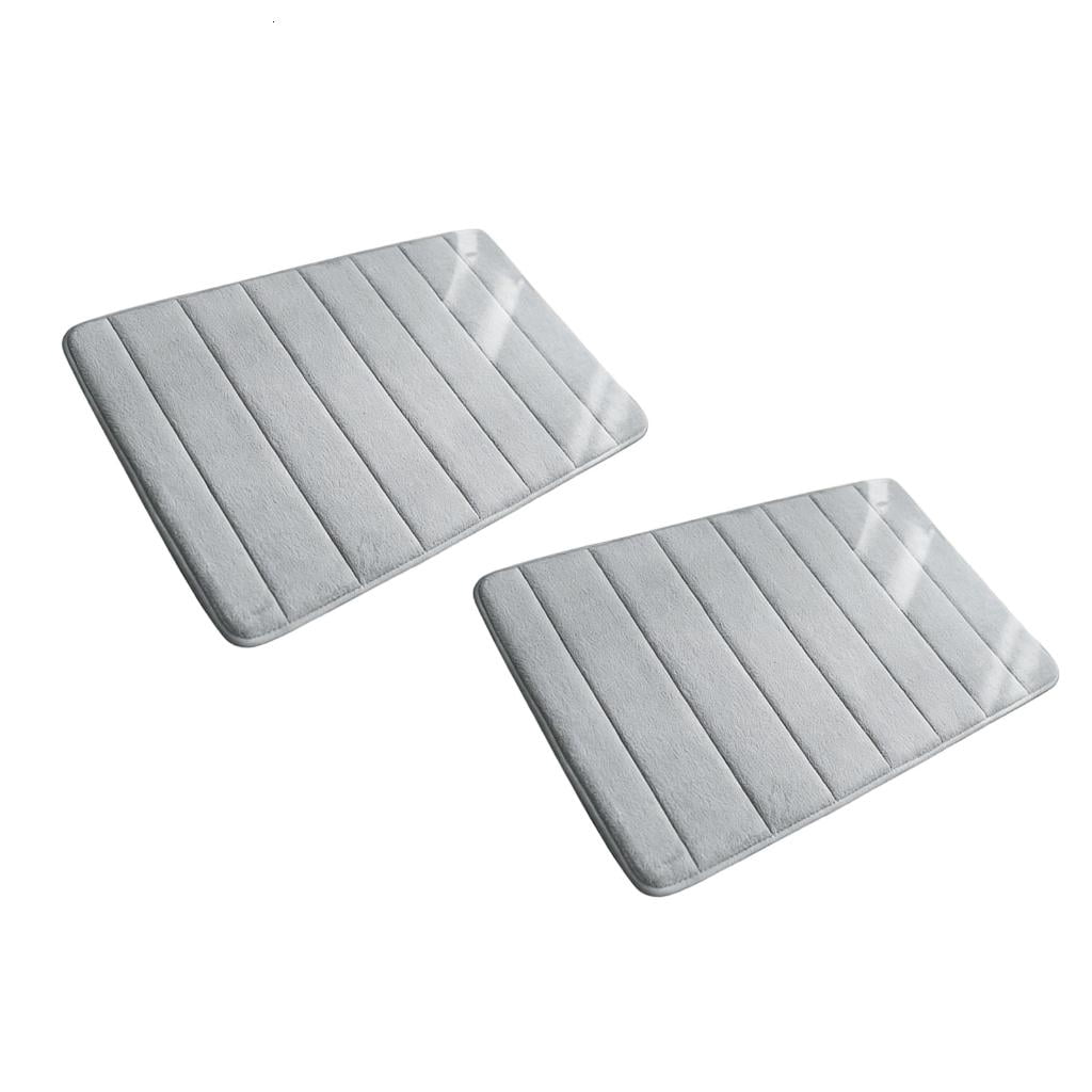 2 Pack Memory Foam Bath Mats Soft Quick Dry NonSlip For Shower ...