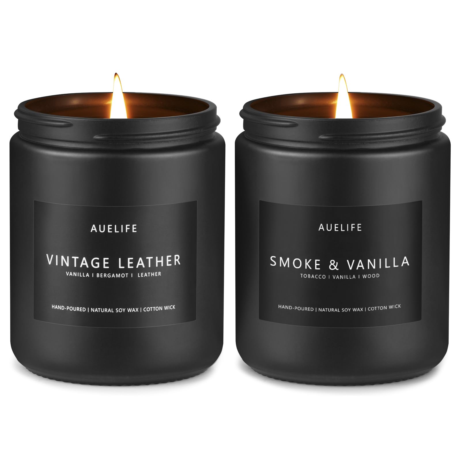2 Pack Men Candles | Smoke & Vanilla Candle + Vintage Leather Candle ...