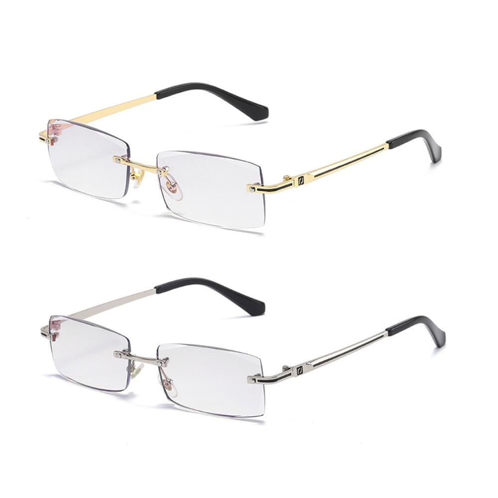 2 Pack Men Rimless Blue Light Blocking Reading Glasses Rectangular ...