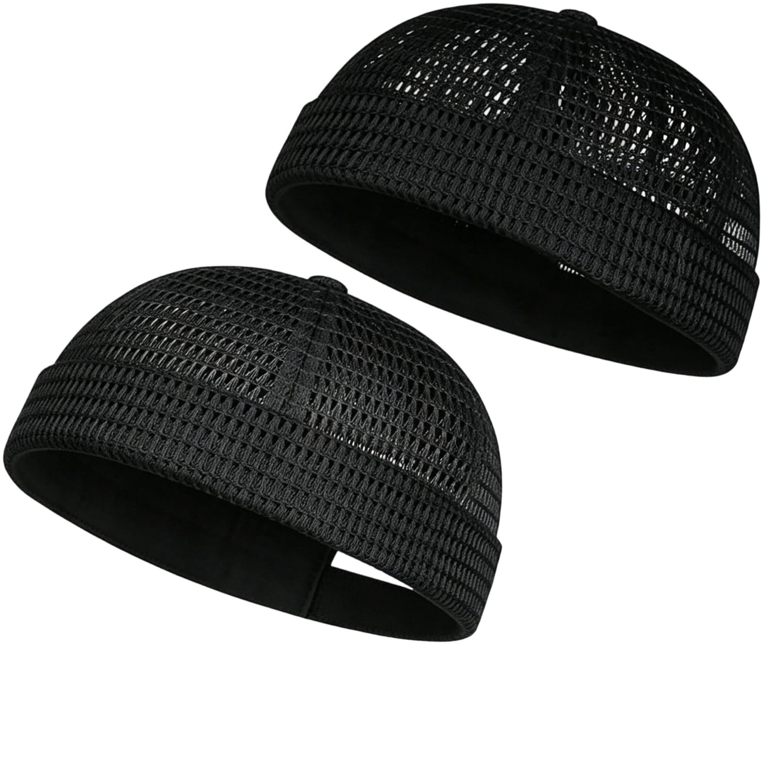 2 Pack Men'S Breathable Brimless Hat Mesh Tang Skull Adjustable Hip Hop ...
