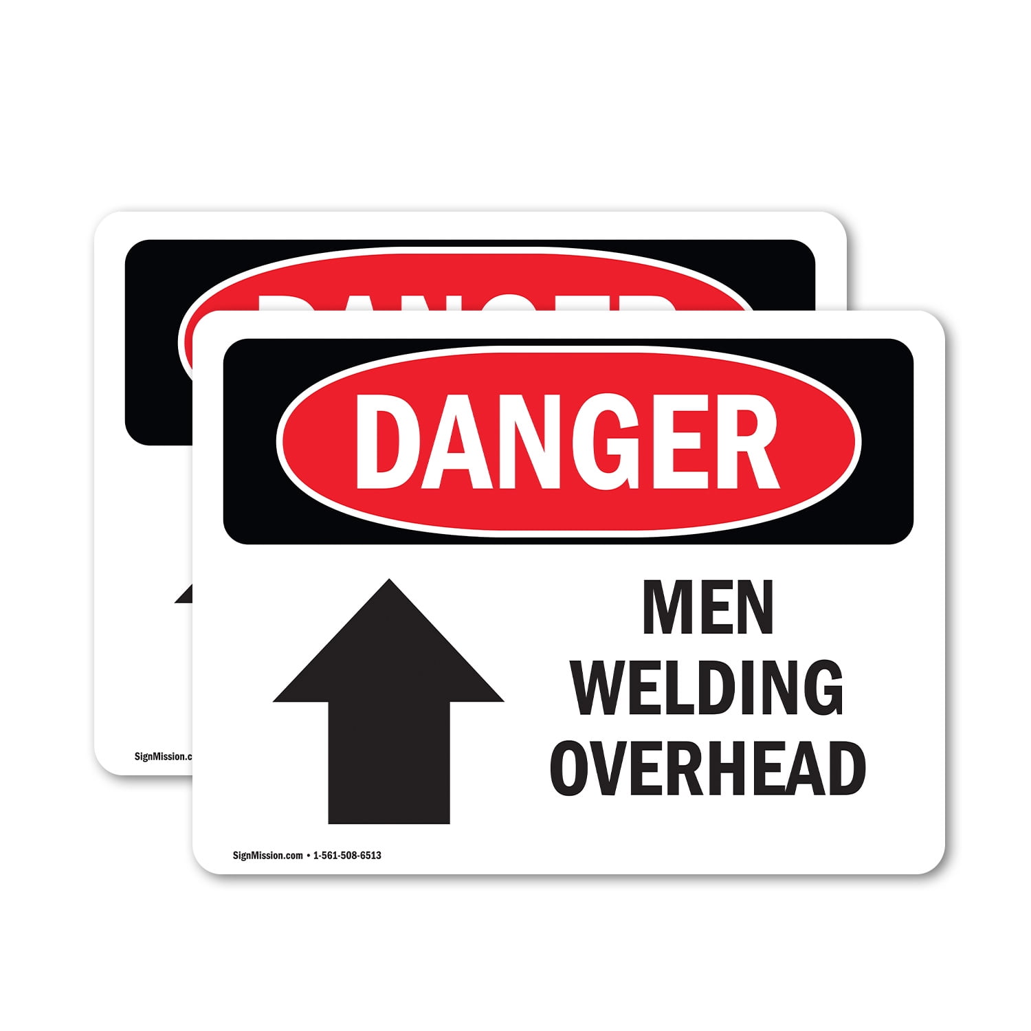 (2 Pack) Men Welding Overhead OSHA Danger Sign 7 Inch X 5 Inch Vinyl ...