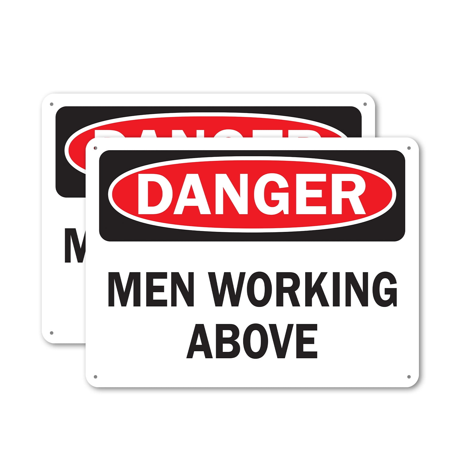 (2 Pack) Men Working Above OSHA Danger Sign 18 Inch X 12 Inch Indoor ...