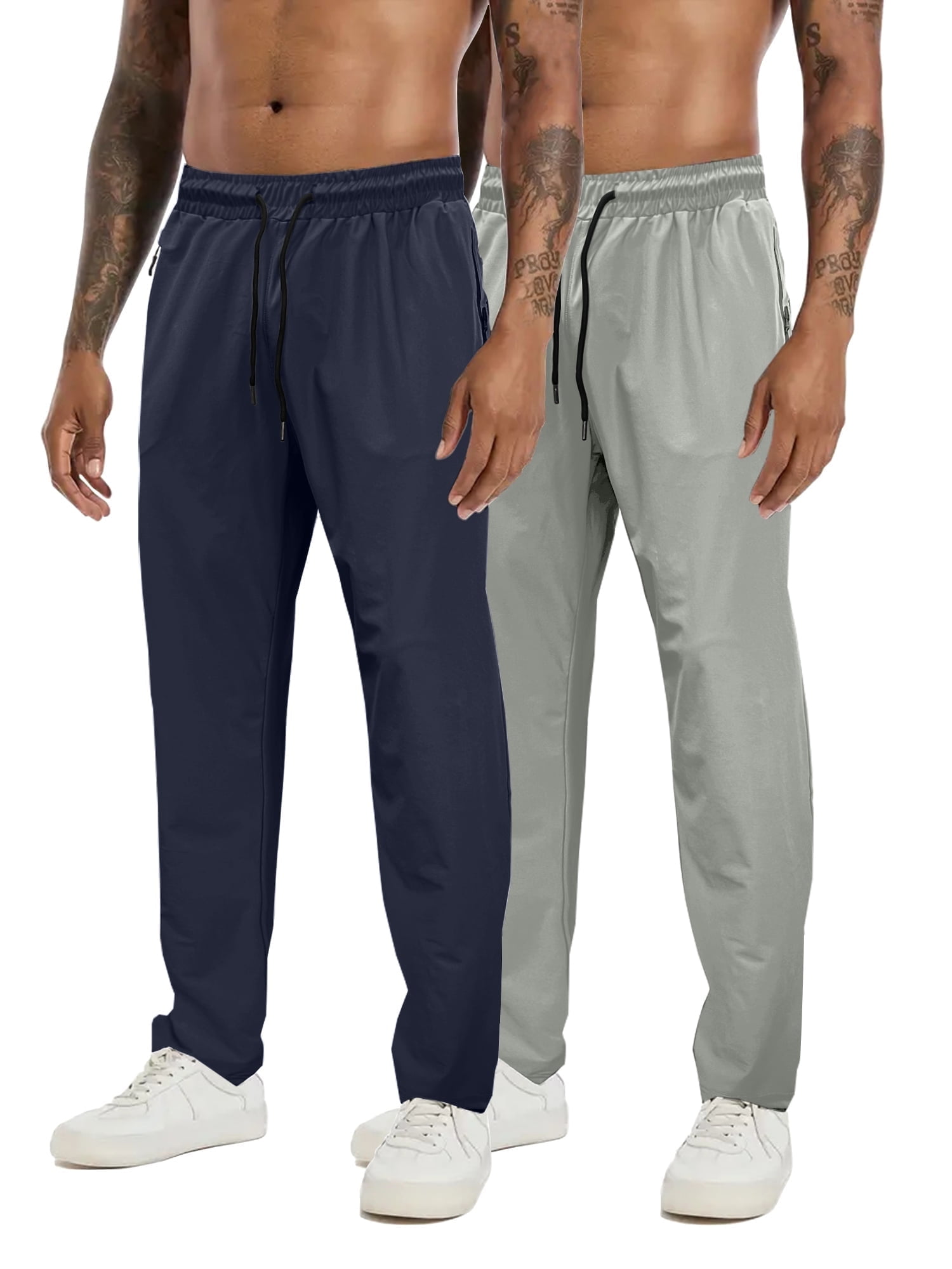 2 Pack Men's Athletic Gym Sweatpants Joggers Hiking Running Casual ...