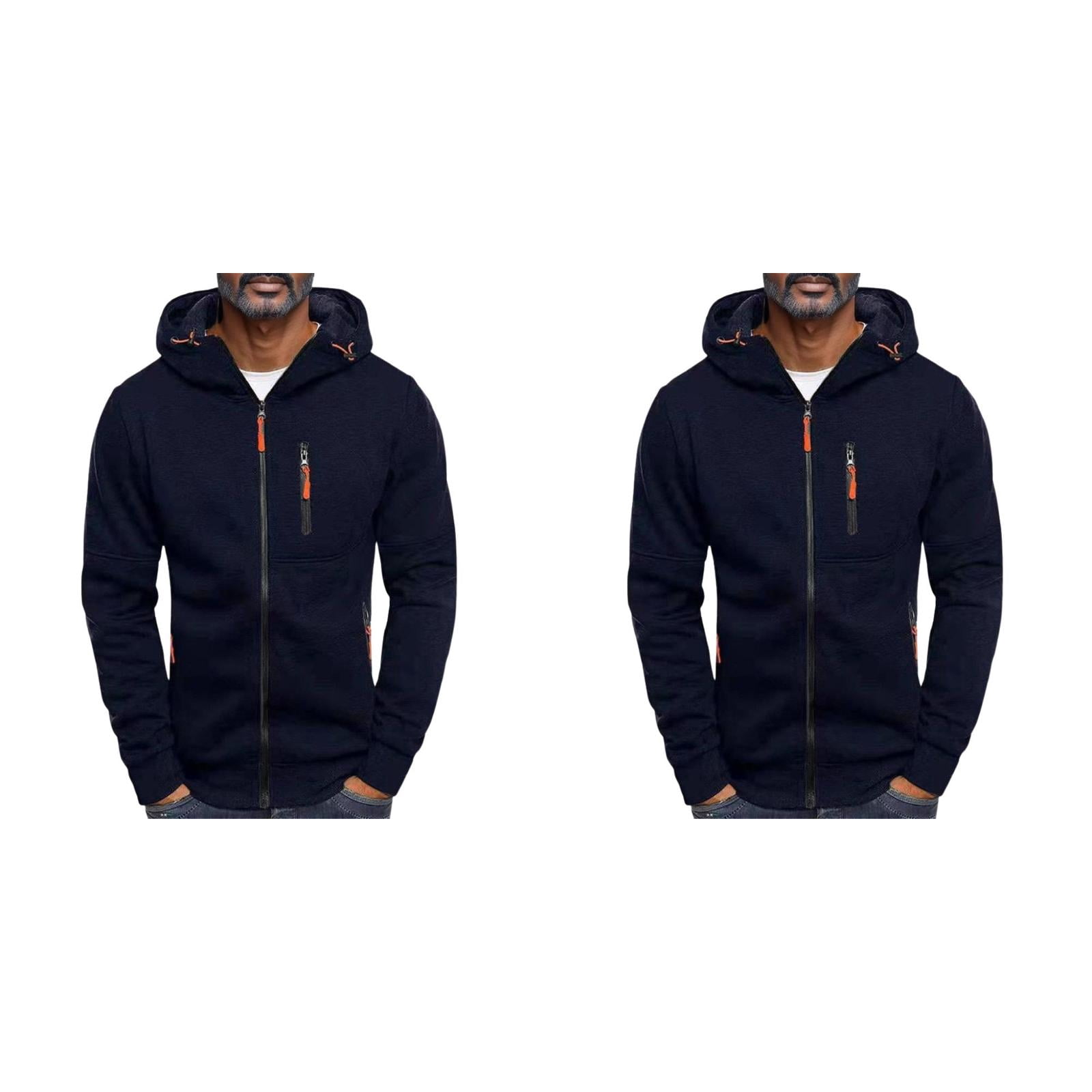 2 Pack Men's Autumn Winter Slim Graphic Hoodie Casual Solid Long Sleeve ...