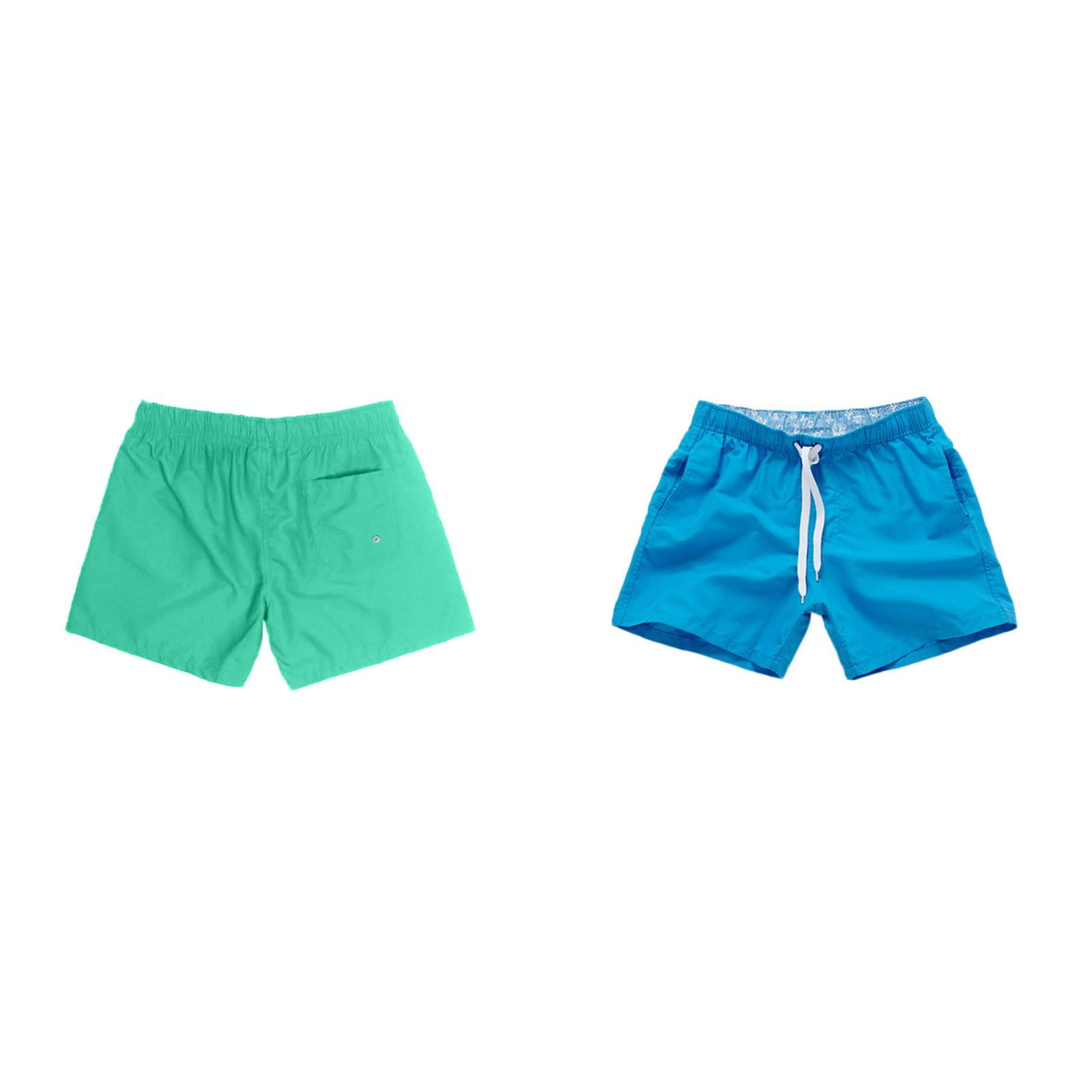 2-Pack,Men's Beach Pants Plain Three Quarter Pants Loose Swim Shorts ...