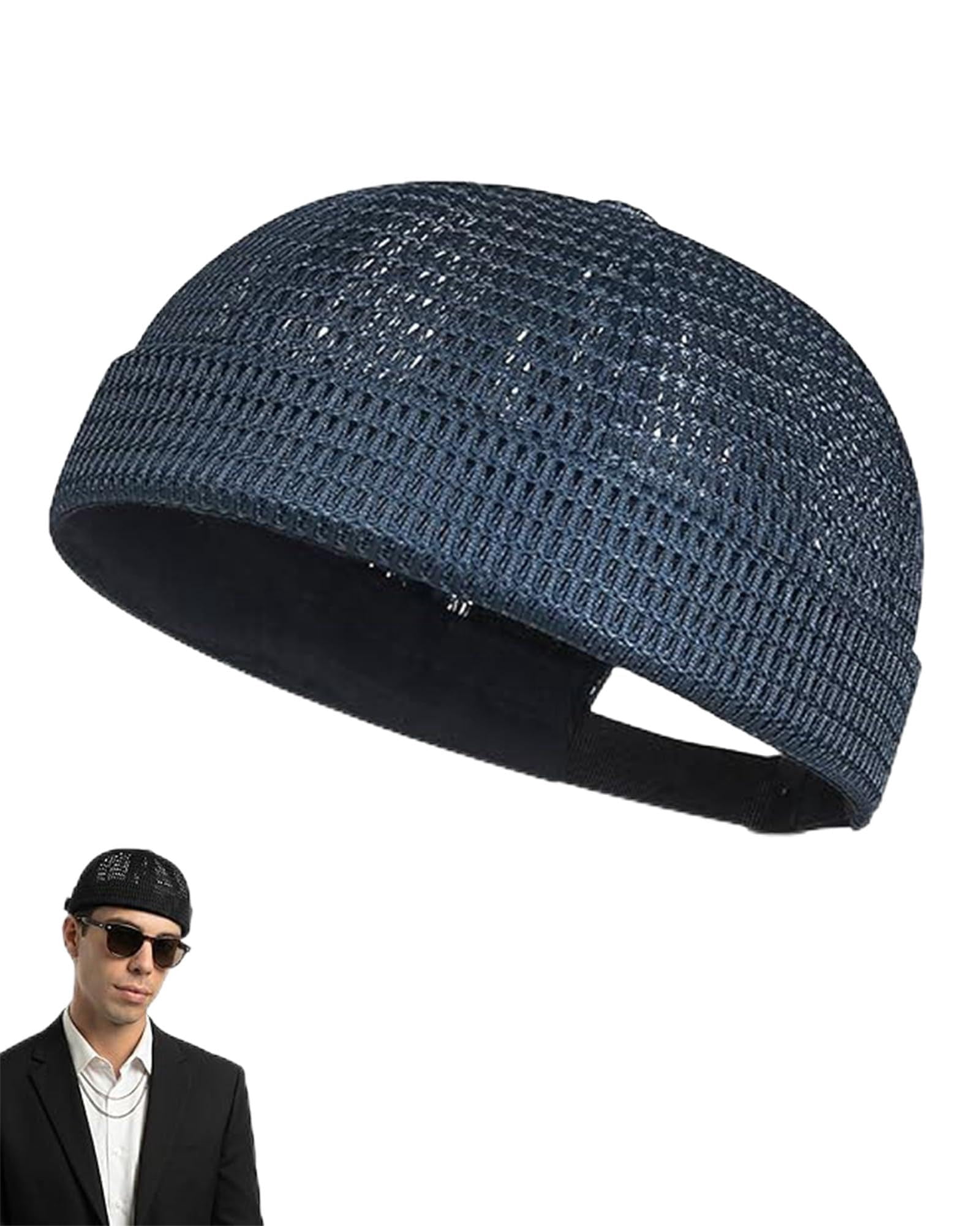 2 Pack Men's Breathable Brimless Docker Hat, Adjustable Mesh Skull Cap ...