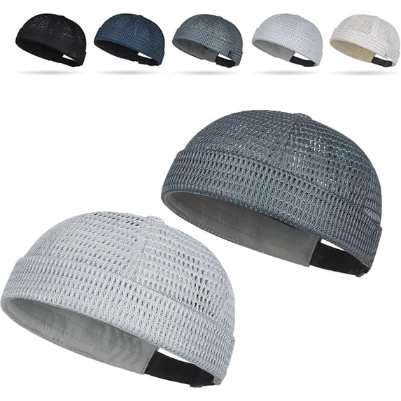 2 Pack Men's Breathable Brimless Docker Hat – Lightweight Mesh Skull ...