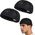 2 Pack Men's Breathable Brimless Hat Summer Mesh Cooling Skull hat ...