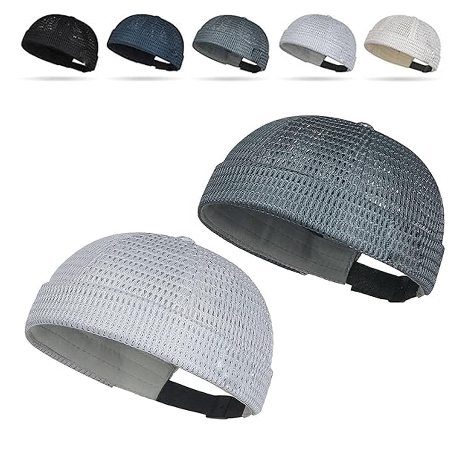 2 Pack Men's Breathable Brimless Hat Summer Style Mesh Tang, Adjustable ...