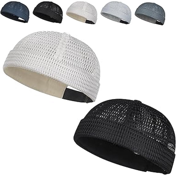 2 Pack Men's Breathable Brimless Hat Summer Style Mesh Tang, Breathable ...