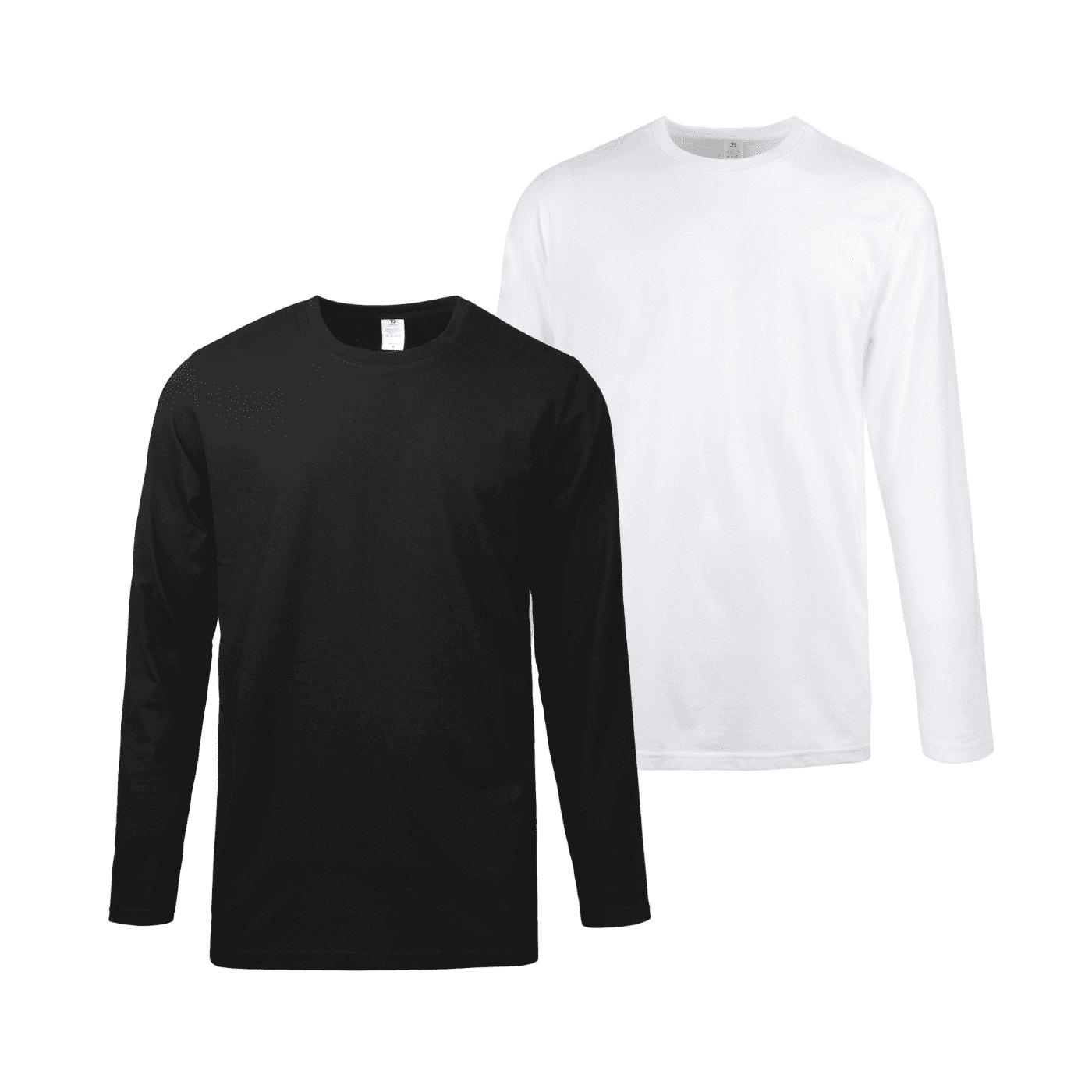 2 Pack Men's Cotton T-Shirts Long Sleeve Crew Neck Classic Fit Solid ...