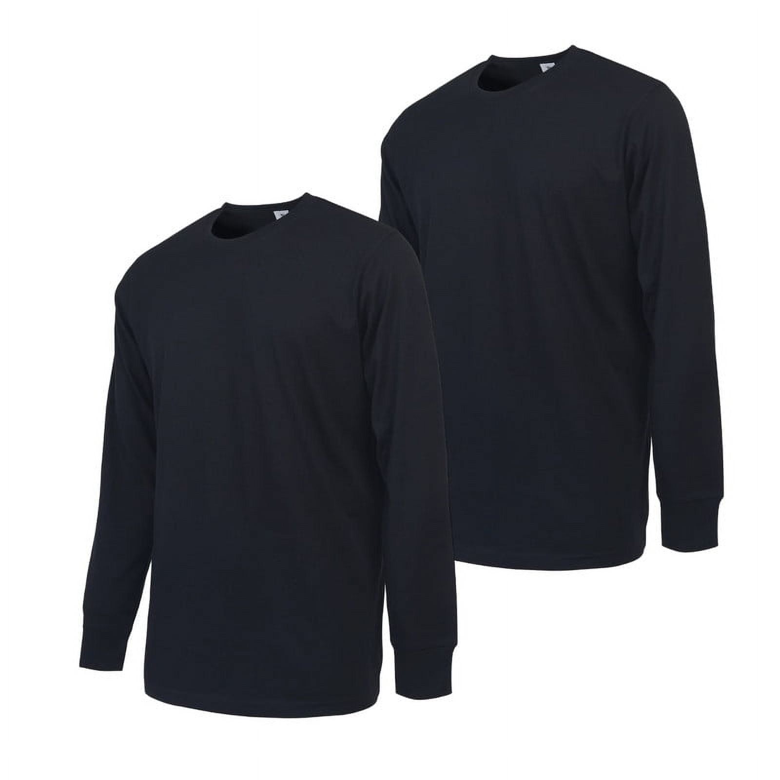 2 Pack Men's Cotton T-Shirts with Ridded Cuff Crew Neck Long Sleeve ...