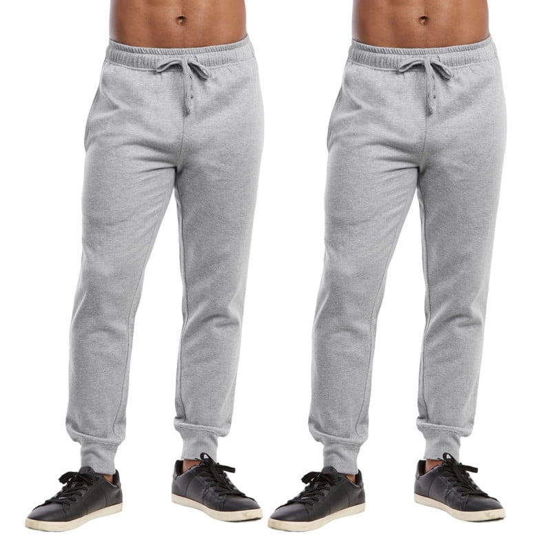 2 Pack Men's Fleece Jogger Cotton Lightweight Sweatpants with ...