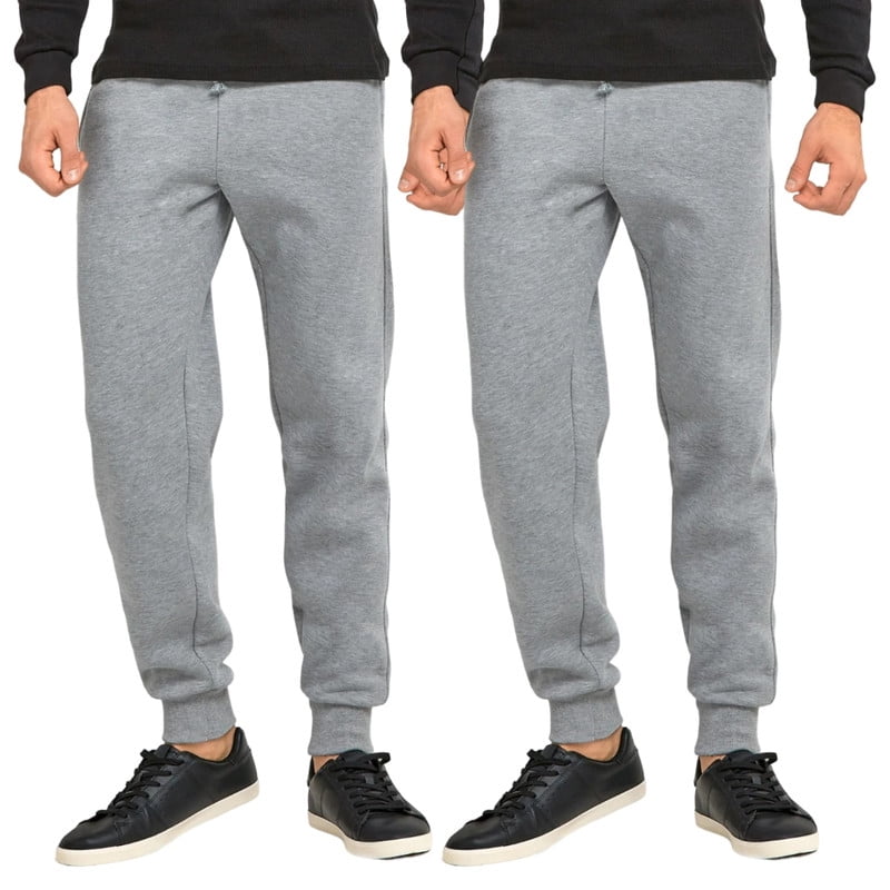 2 Pack Men's Fleece Jogger Heavyweight Sweatpants Cotton Drawstring and ...