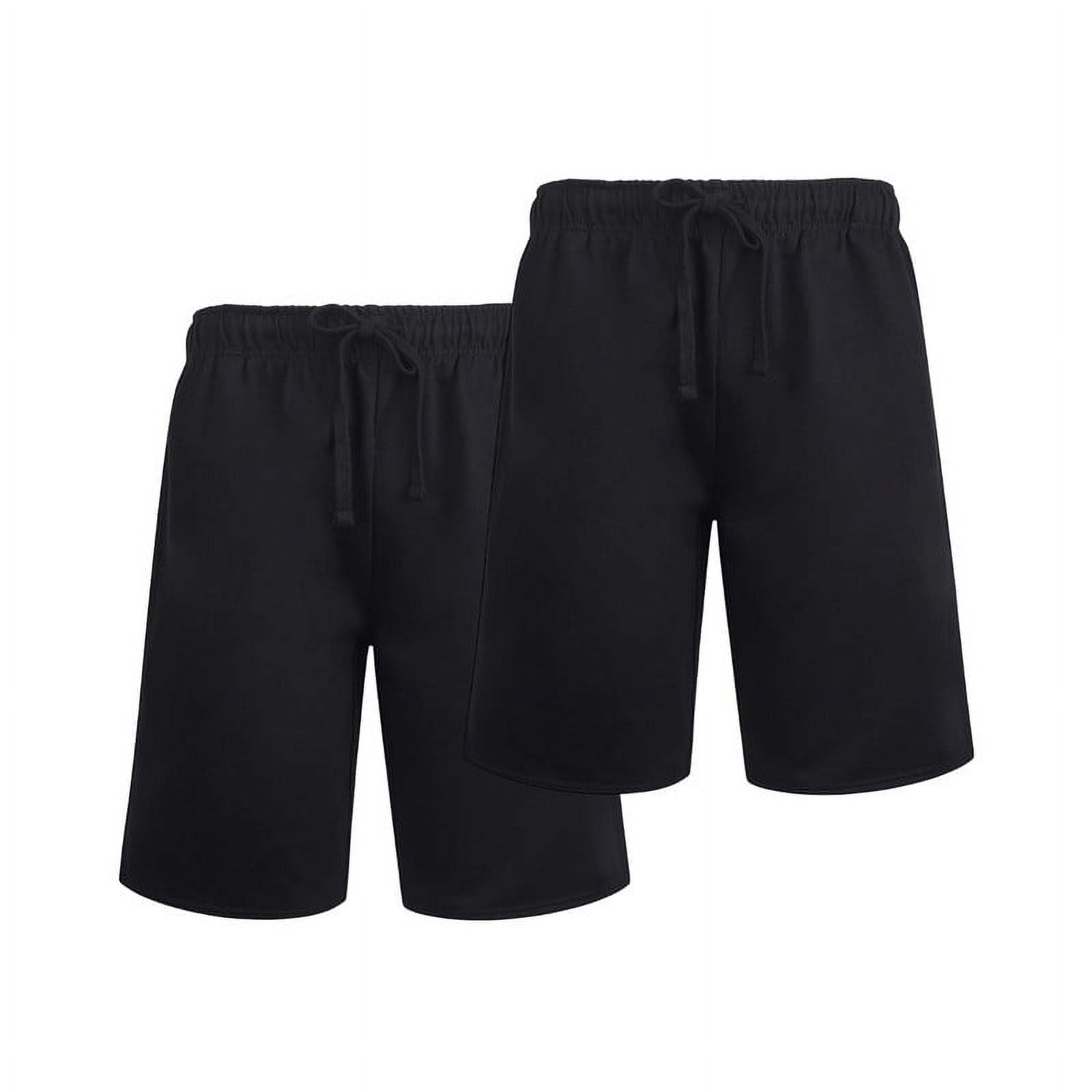 2 Pack Men's Fleece Shorts Cotton with Drawstring and Pockets ...