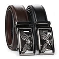 2-Pack Men's Genuine Leather Belt with Automatic Ratchet Buckle ...